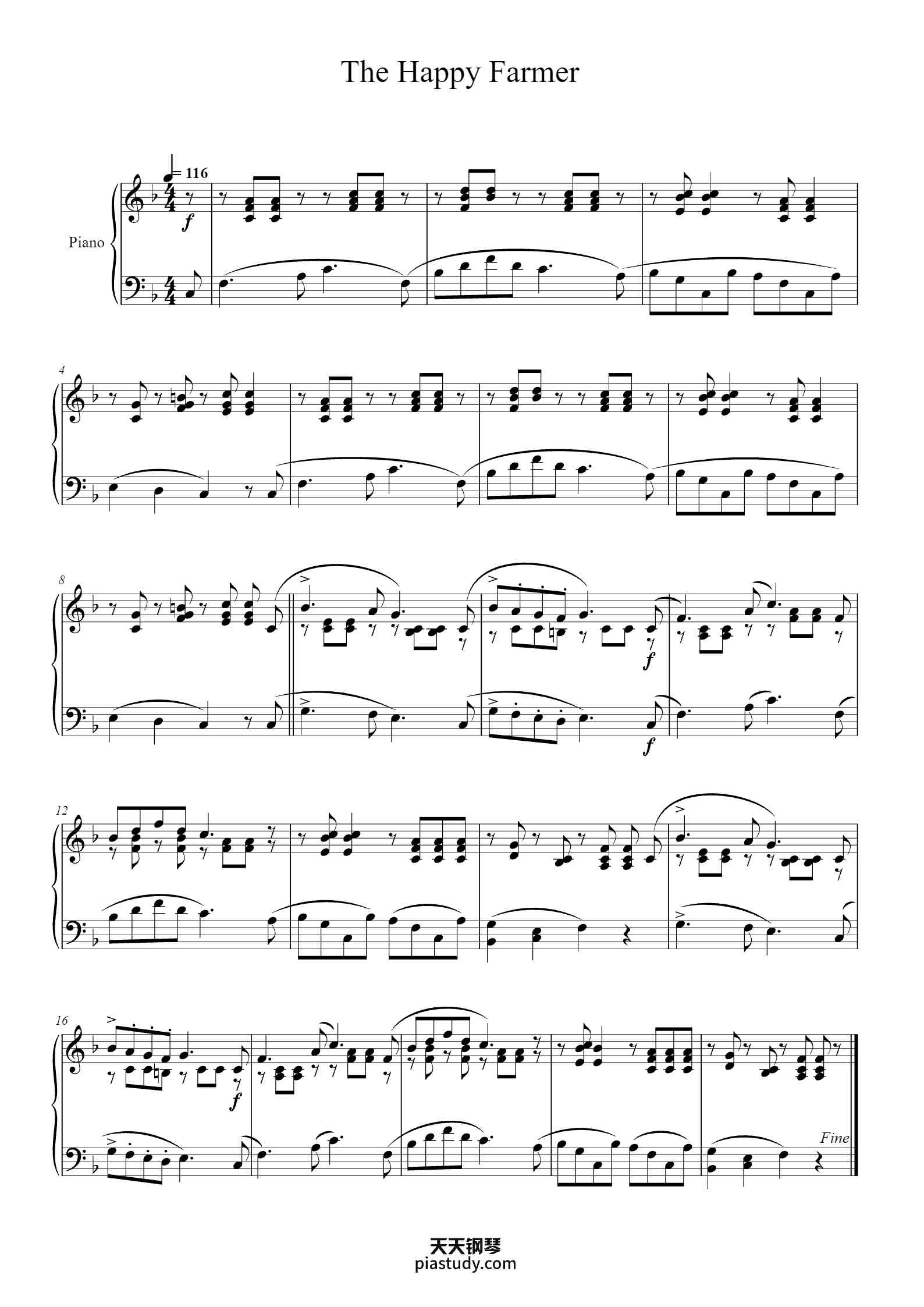 The Happy Farmer, Returning from Work, Op. 68, No. 10钢琴谱 - Tidike ...