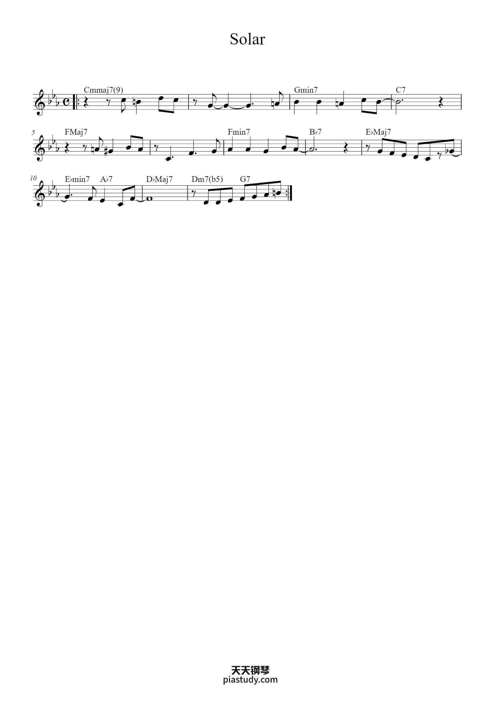 'Solar' - Piano Sheet Music By M Davis | TOPiano