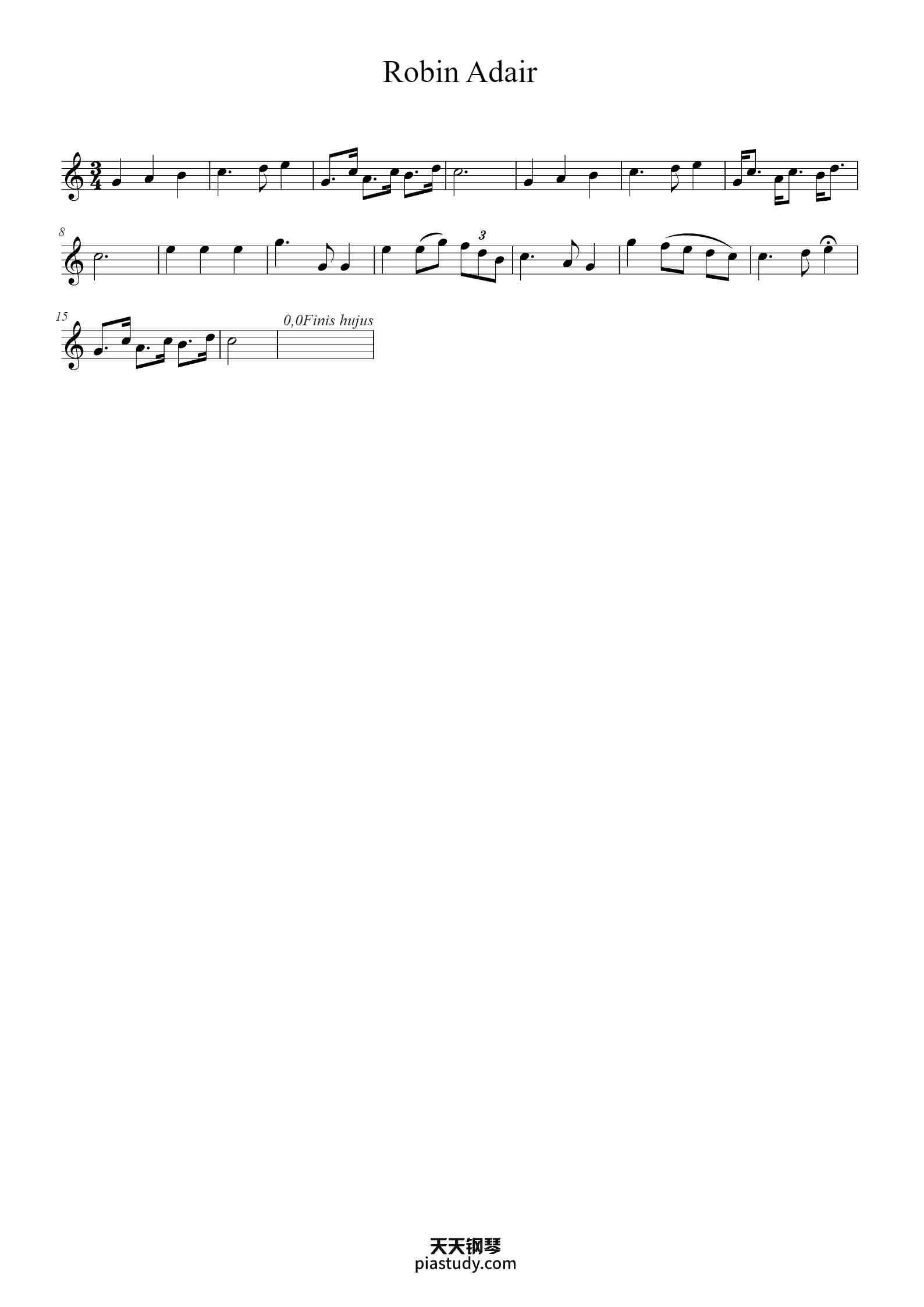 'Robin Adair' - Piano Sheet Music By xxx | TOPiano