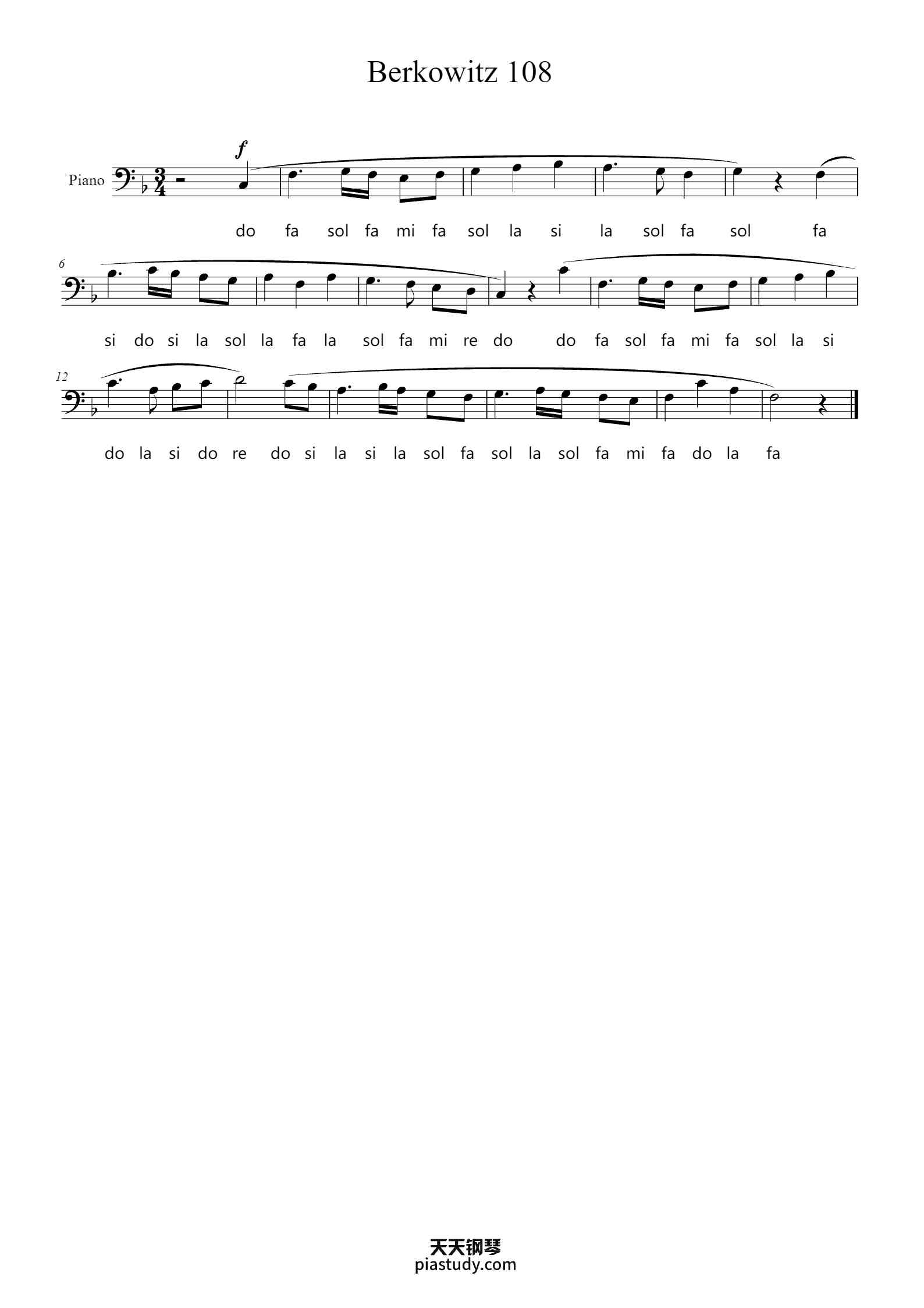 'Berkowitz 108' - Piano Sheet Music By xxx | TOPiano