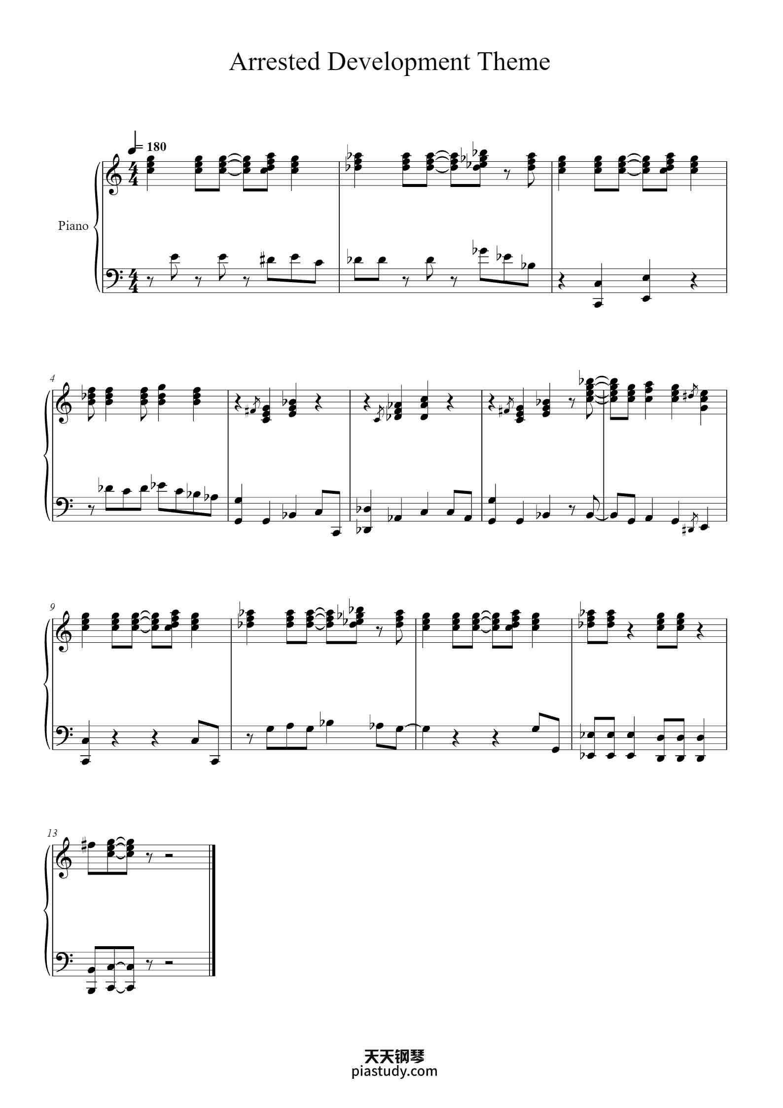'Arrested Development Theme' - Piano Sheet Music By Arr. Luke Robertson ...