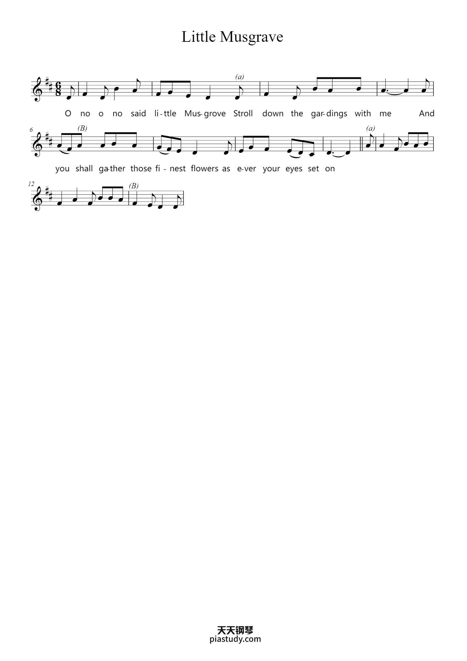 Little Musgrave钢琴谱 - Gael Gibson - free piano sheet music - PiaNoproblem