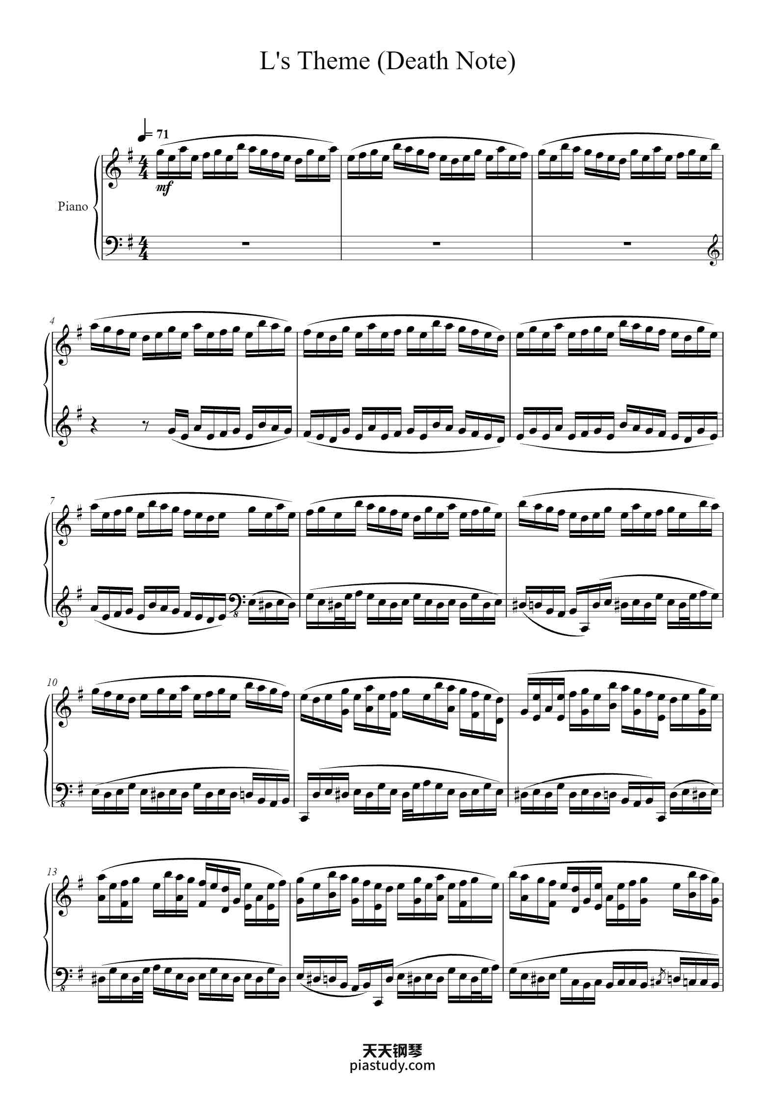 'L's Theme (Death Note)' - Piano Sheet Music By Death Note | TOPiano