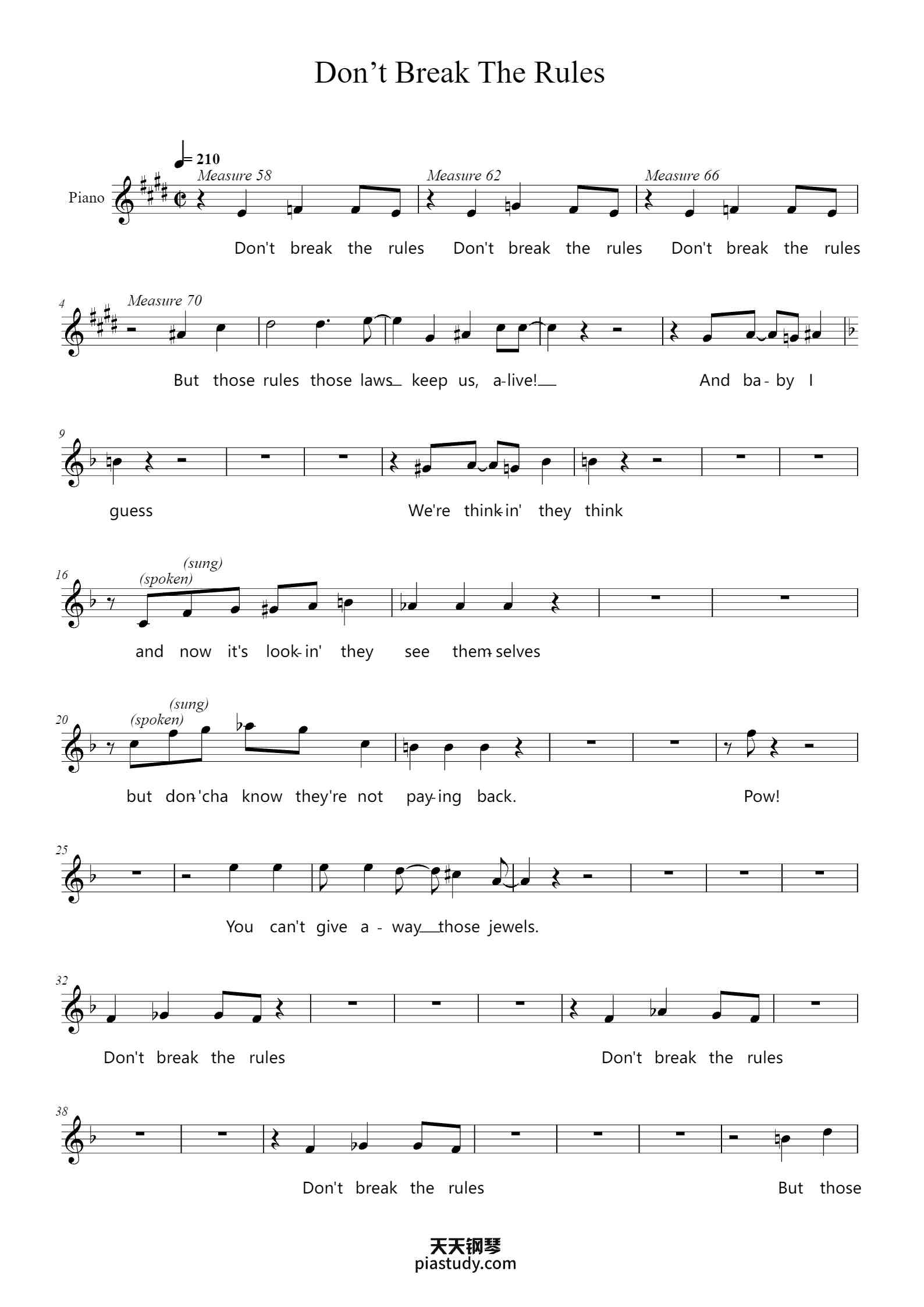Don’t Break The Rules钢琴谱 - Aubrey Slaughter - free piano sheet music ...