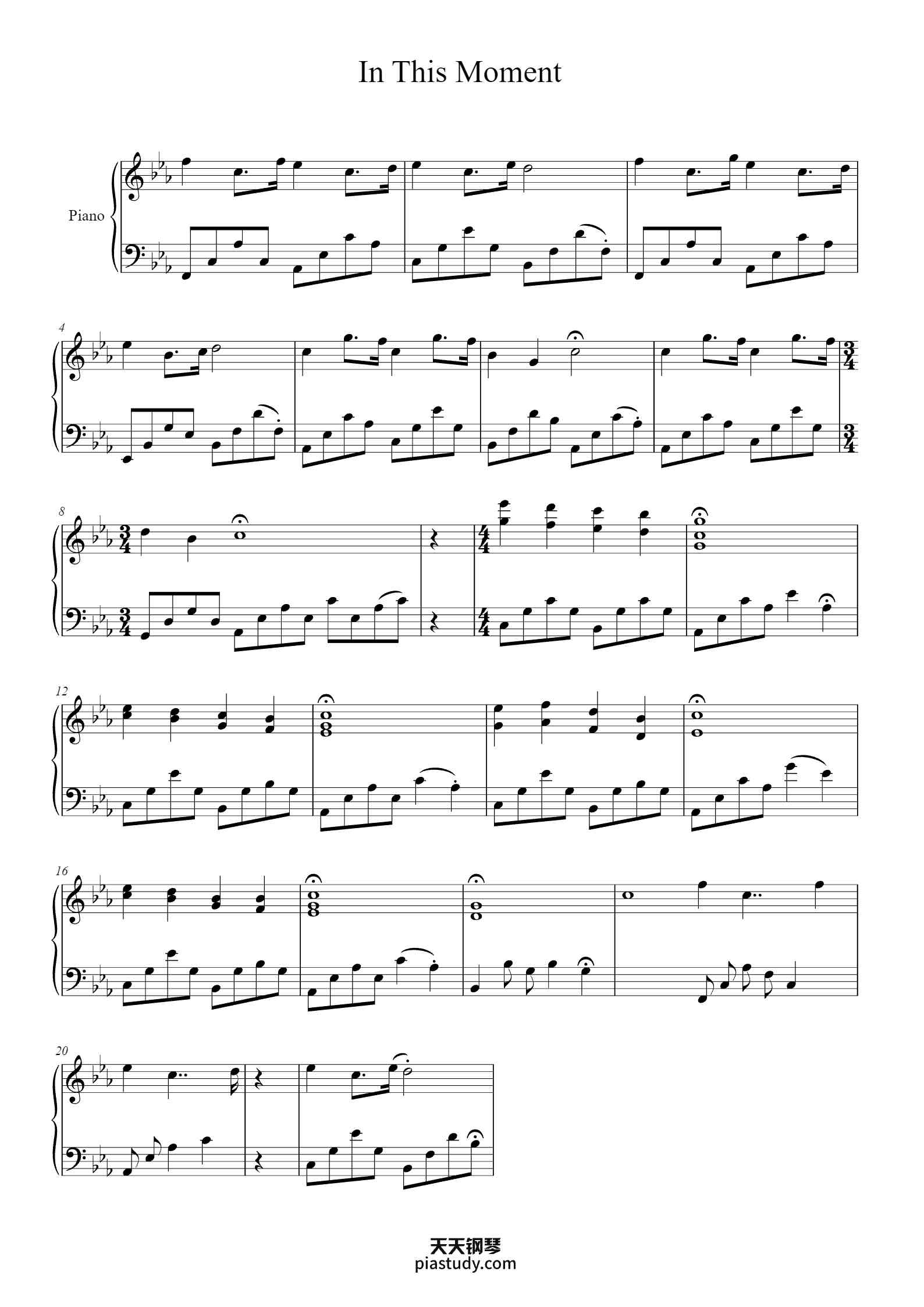 'In This Moment' - Piano Sheet Music By Gavin Luke | TOPiano