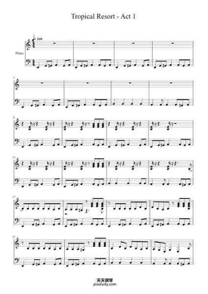 'Tropical Resort - Act 1' - Piano Sheet Music By Composer | TOPiano