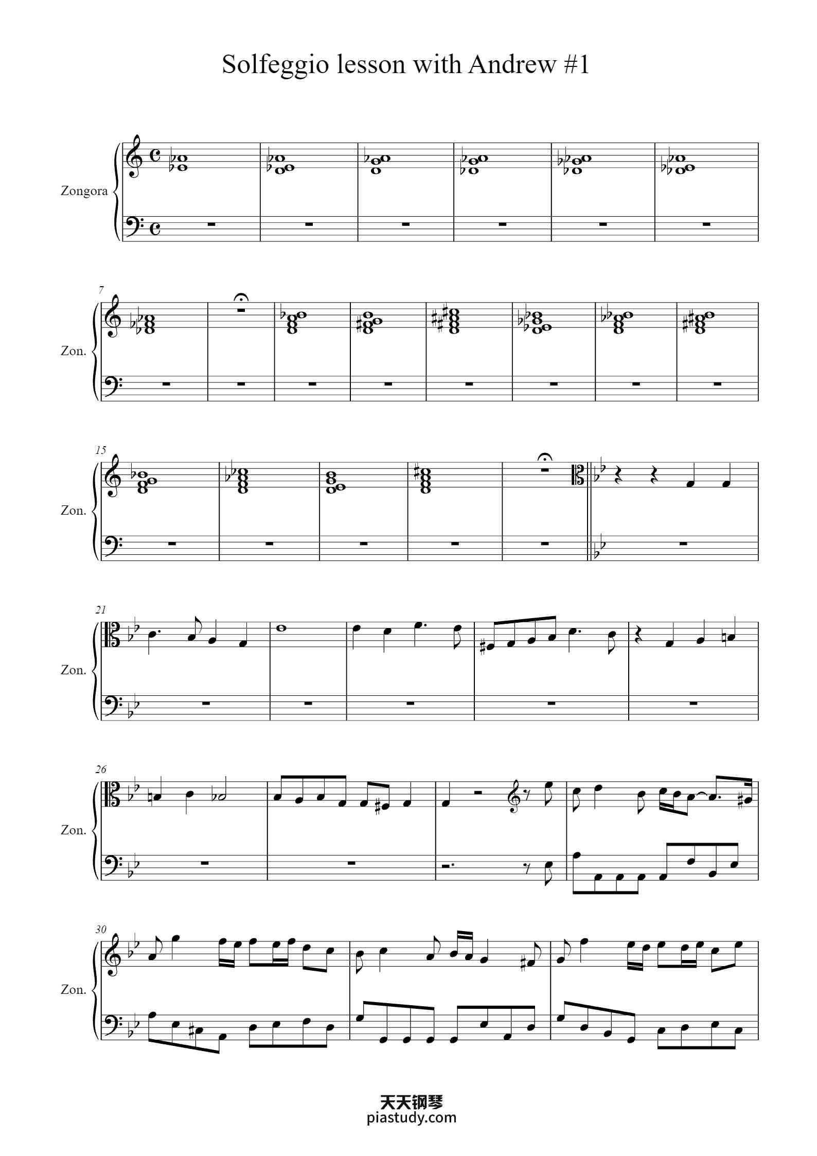 Solfeggio lesson with Andrew #1钢琴谱 - - free piano sheet music ...
