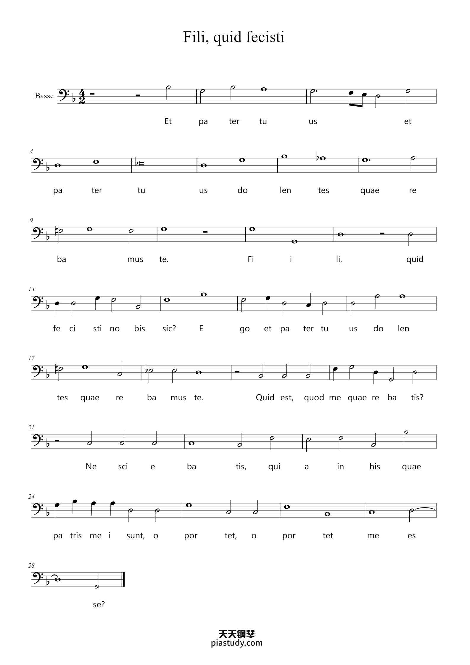 'Fili, quid fecisti' - Piano Sheet Music By Musique : Lodovico Grossi ...
