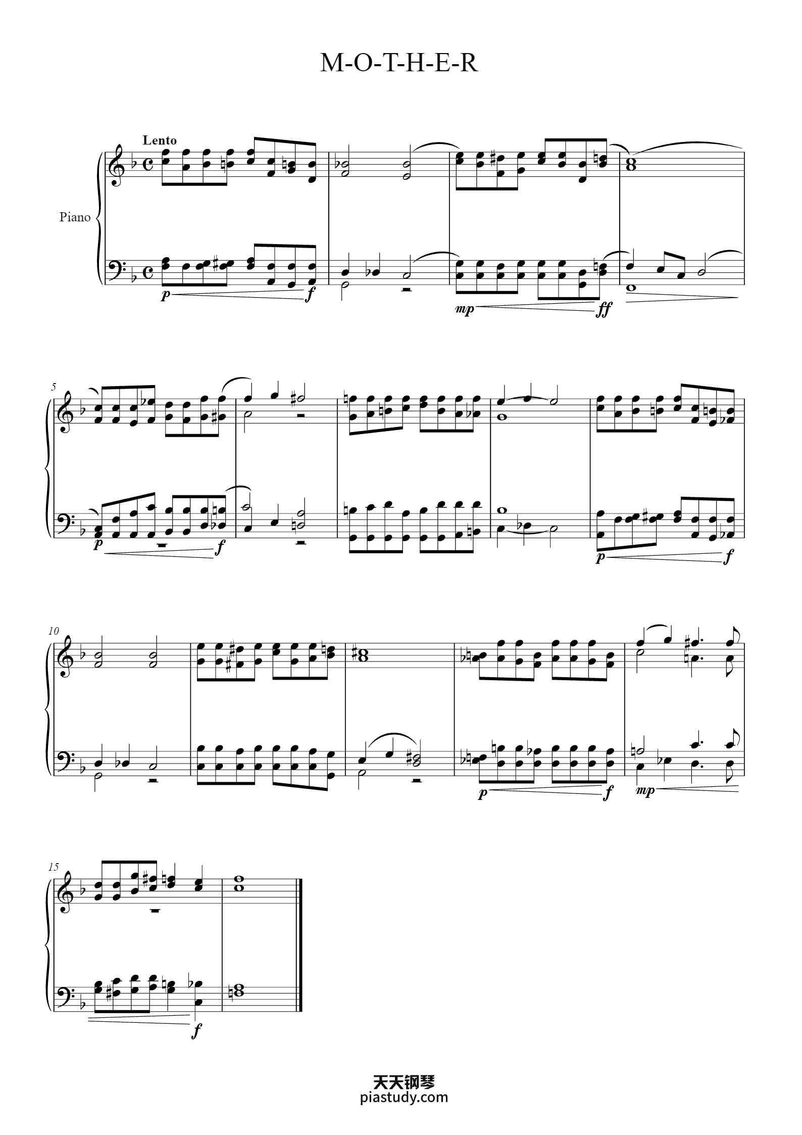 'M-O-T-H-E-R' - Piano Sheet Music By Theodore Morse | TOPiano