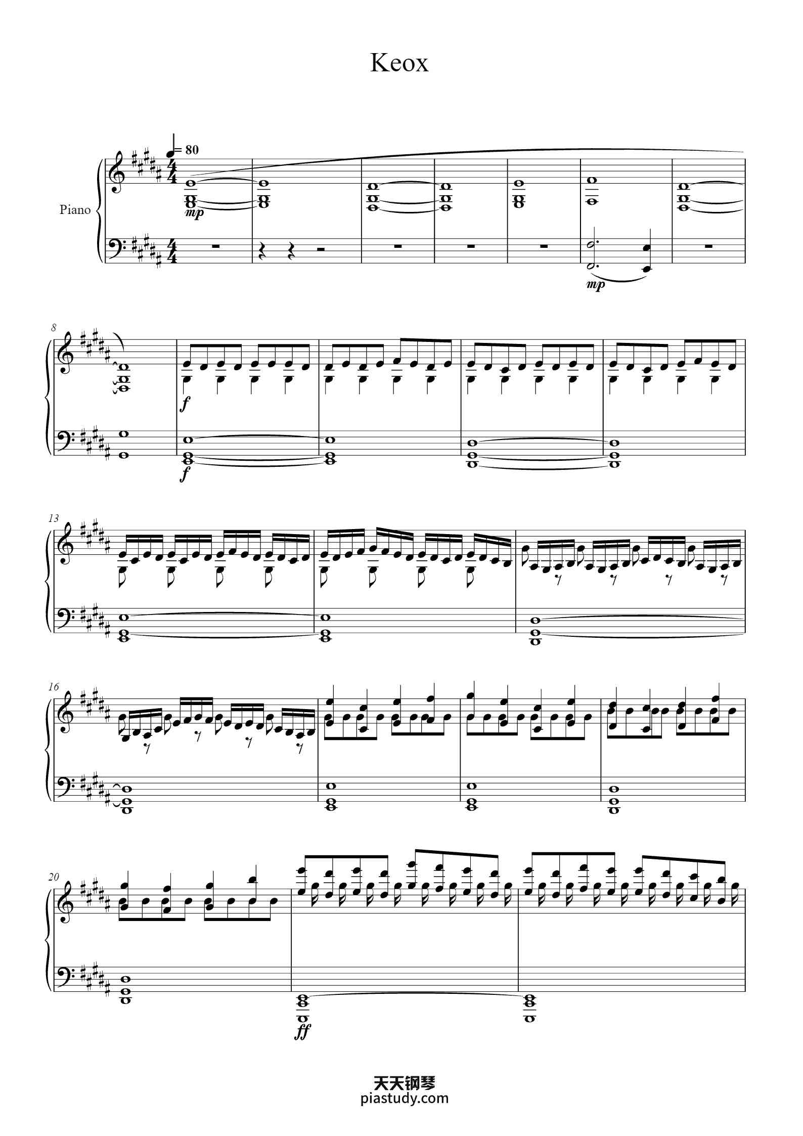 Keox钢琴谱 - Tosten Smith - free piano sheet music - PiaNoproblem