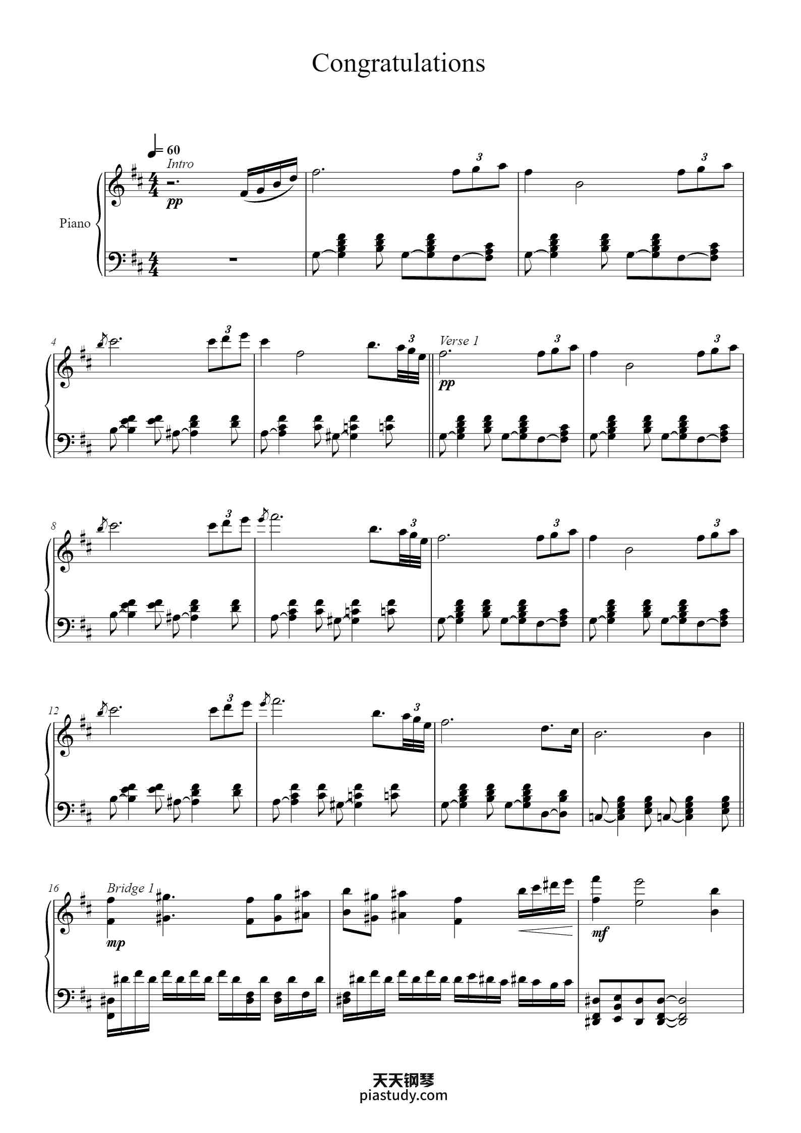 'Congratulations' - Piano Sheet Music By Mac Miller | TOPiano