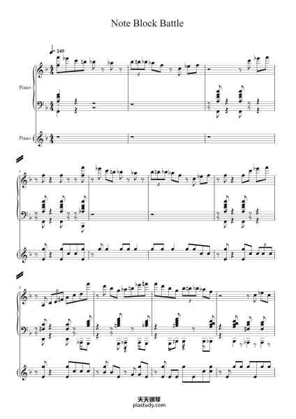 火柴人 音乐对决 Note Block Battle钢琴谱 - Aaron Grooves - free piano sheet music ...