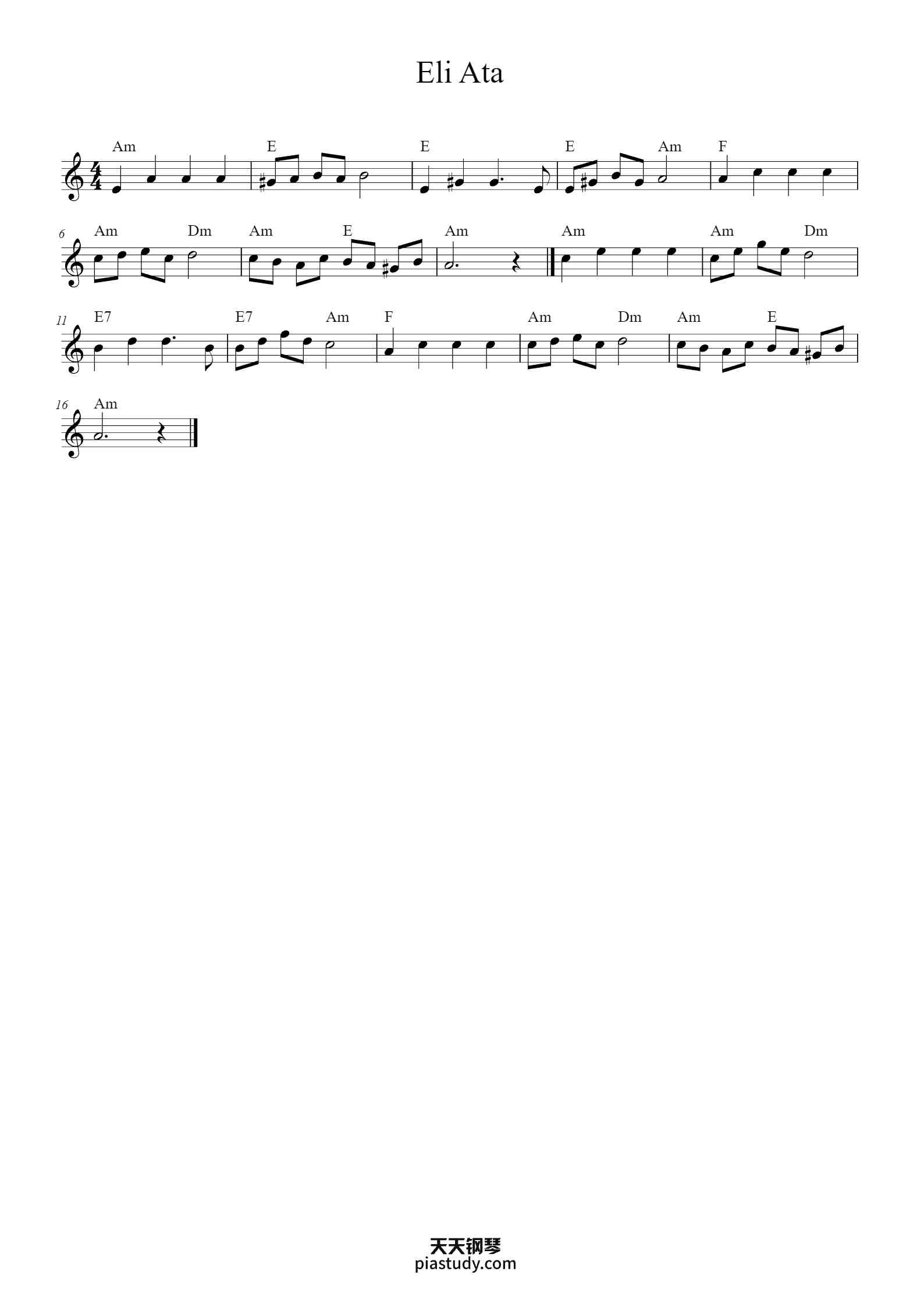 Eli Ata钢琴谱 - - free piano sheet music - PiaNoproblem