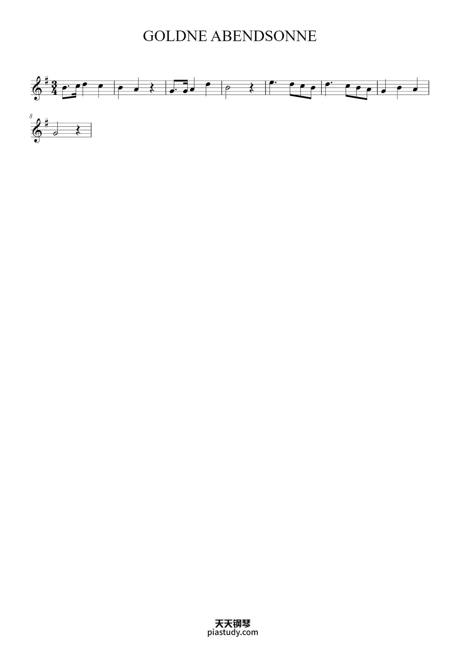GOLDNE ABENDSONNE钢琴谱 - - free piano sheet music - PiaNoproblem
