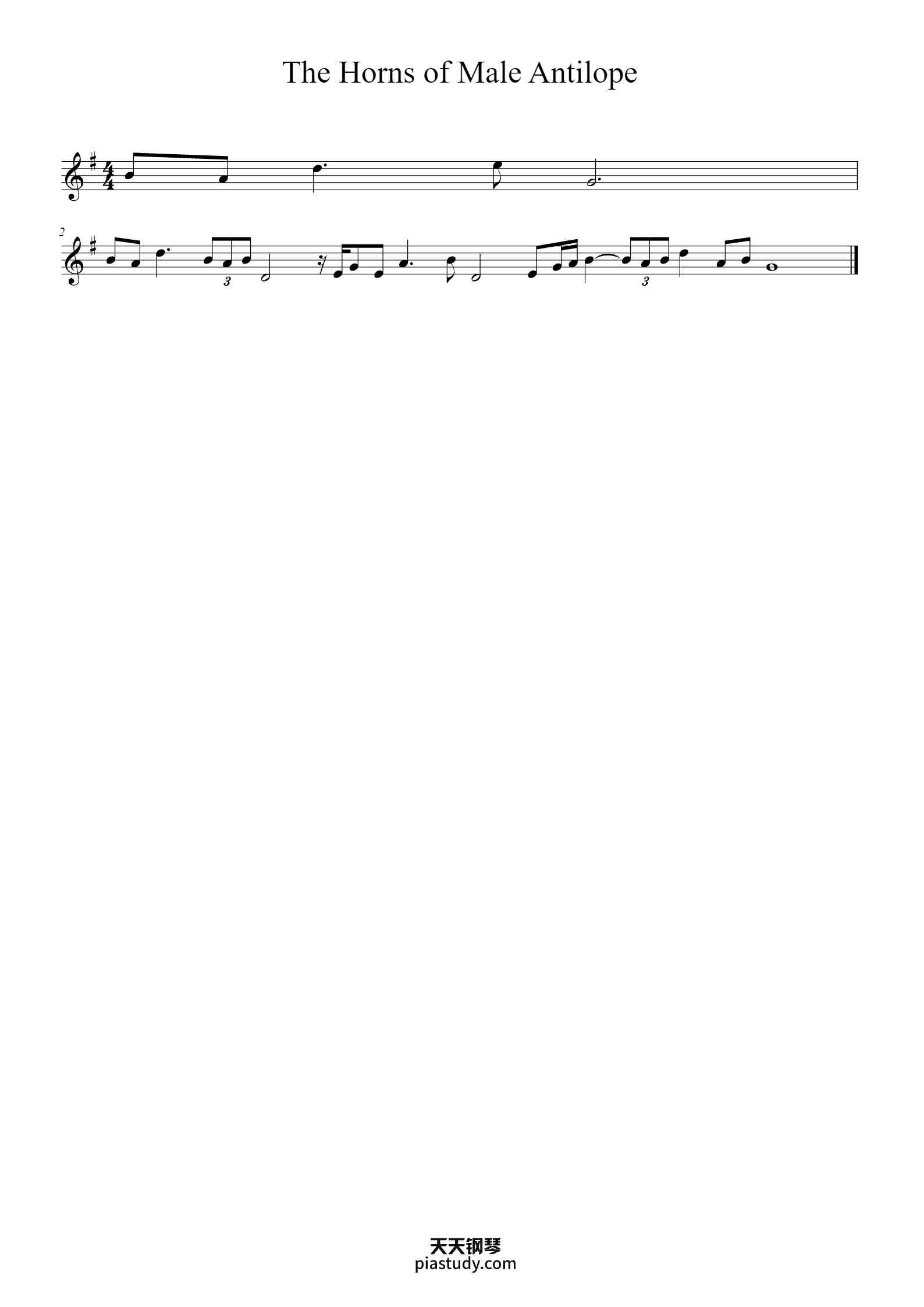 'The Horns of Male Antilope' - Piano Sheet Music By xxx | TOPiano