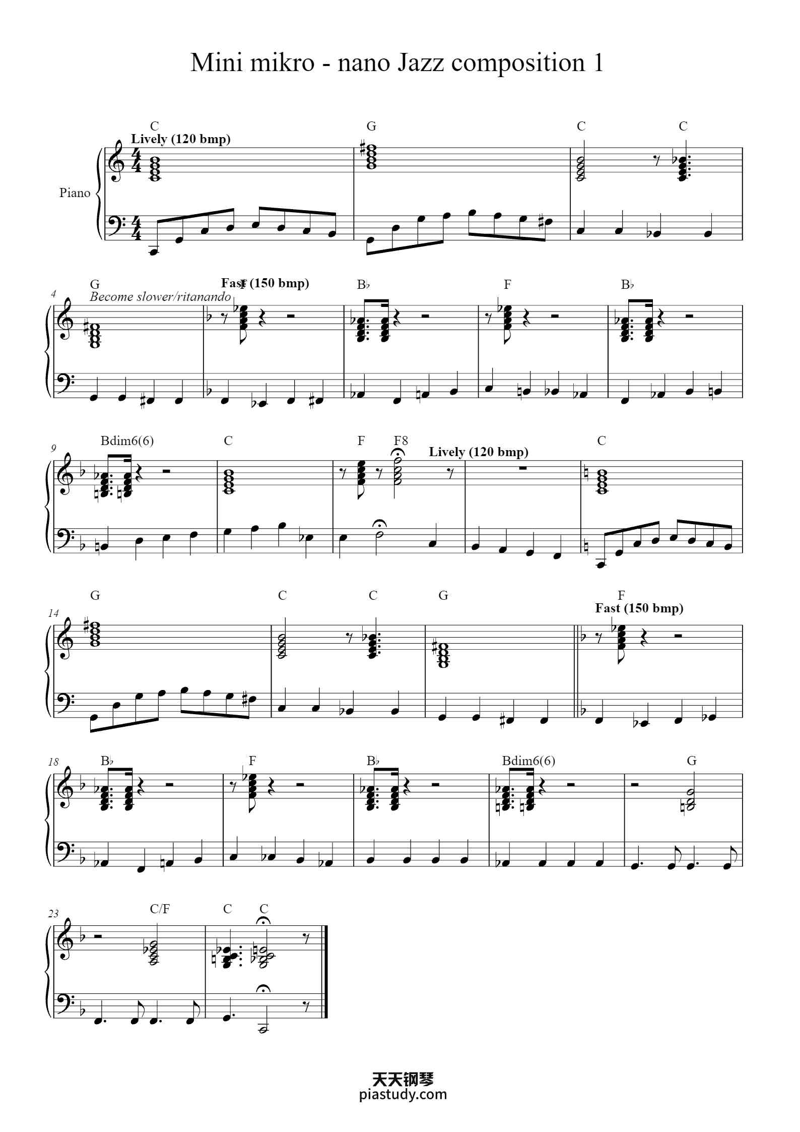 'Mini mikro - nano Jazz composition 1' - Piano Sheet Music By Fera ...