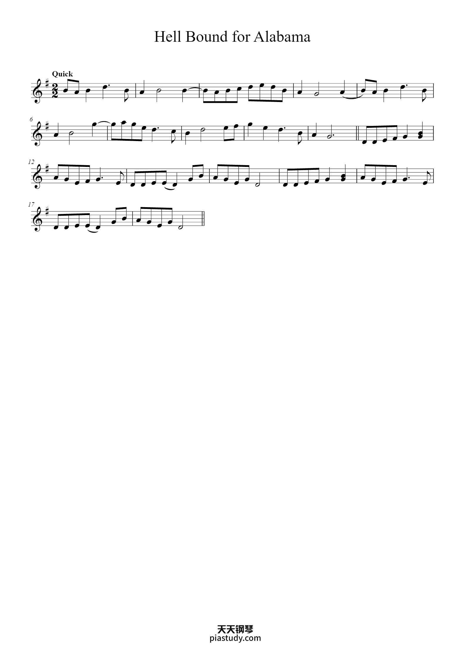 Hell Bound for Alabama钢琴谱 - FlatChronicle - free piano sheet music ...