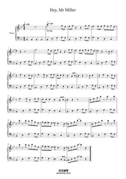 Hey, Mr. Miller钢琴谱 - Jessica Ji - free piano sheet music - PiaNoproblem
