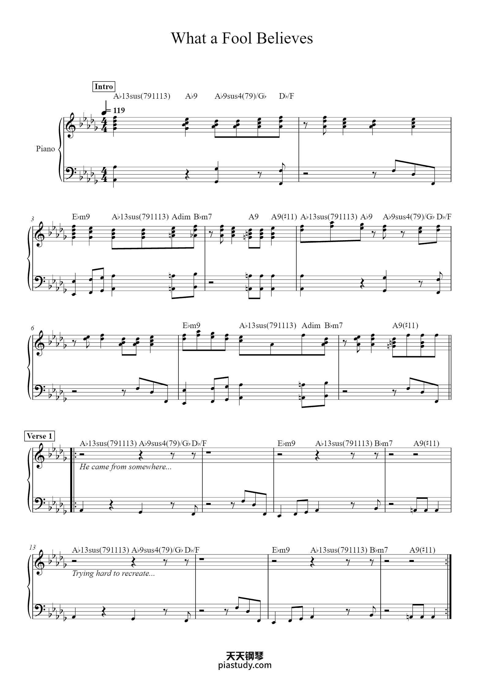 'What a Fool Believes' - Piano Sheet Music By Al Stewart | TOPiano
