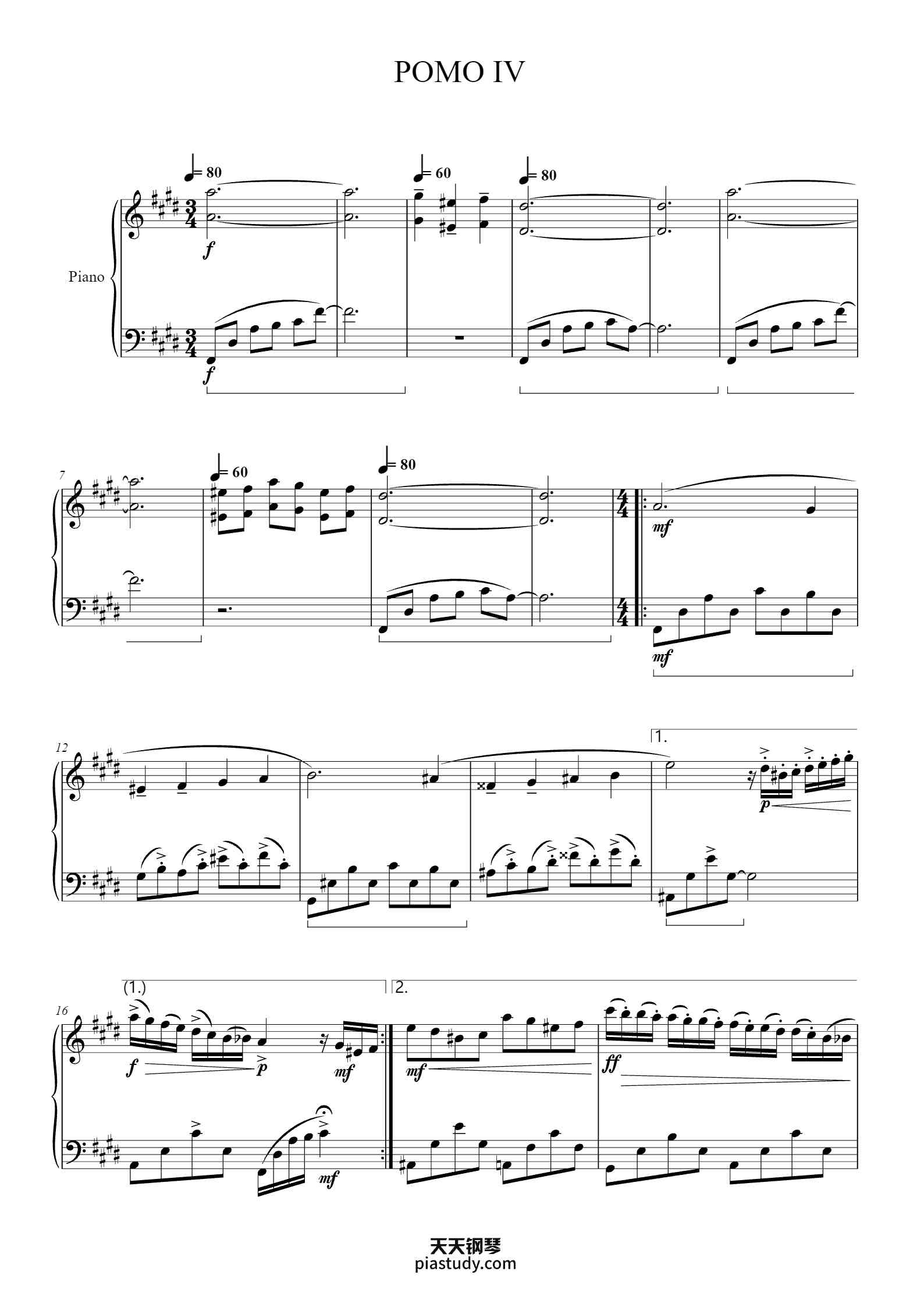'POMO IV' - Piano Sheet Music By J.C. Bello | TOPiano