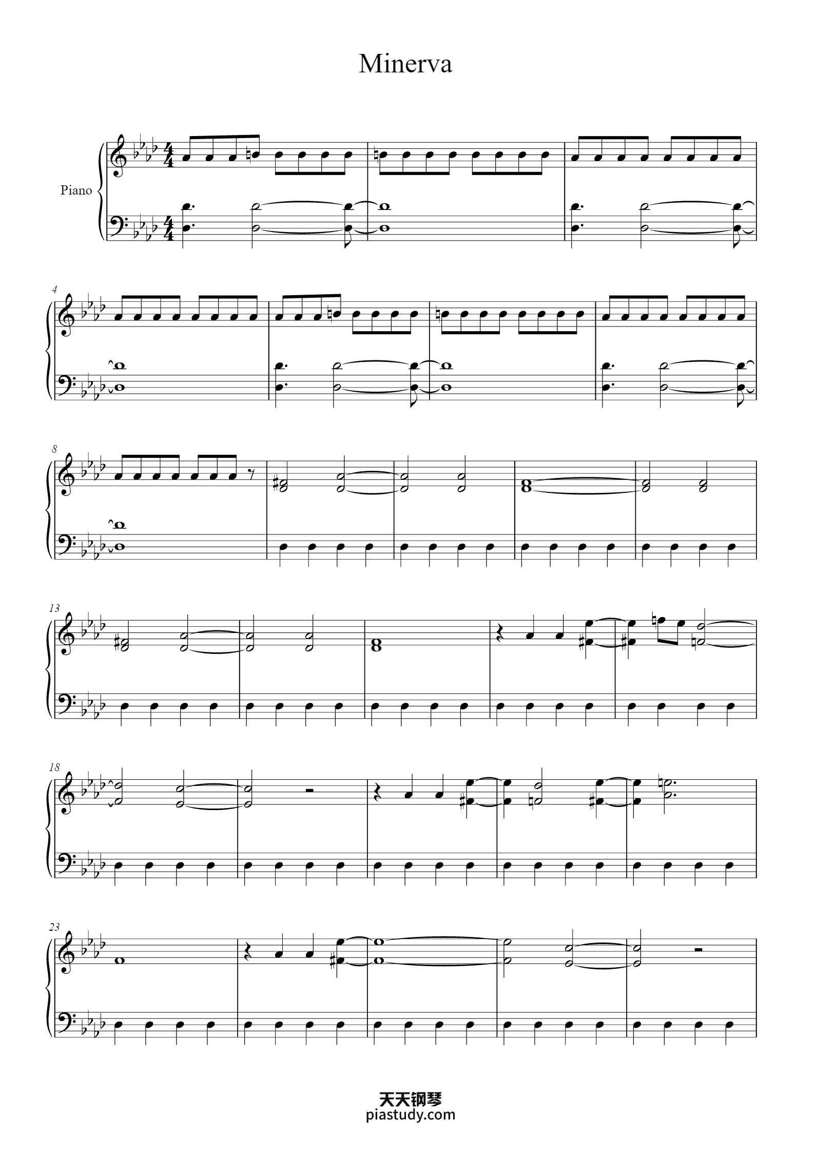 Minerva钢琴谱 - Deftones - free piano sheet music - PiaNoproblem