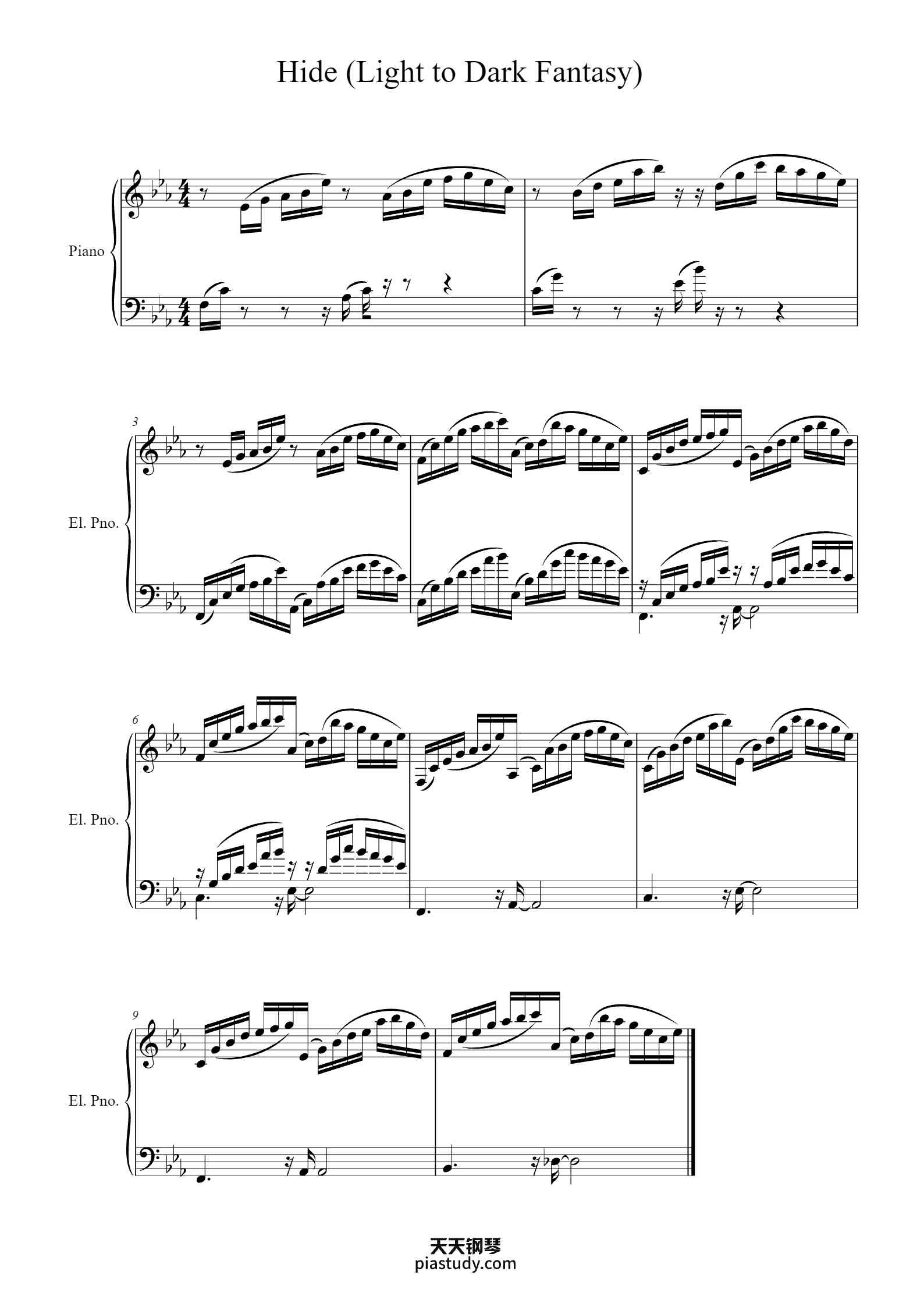 'Hide (Light to Dark Fantasy)' - Piano Sheet Music By Dorian Concept ...