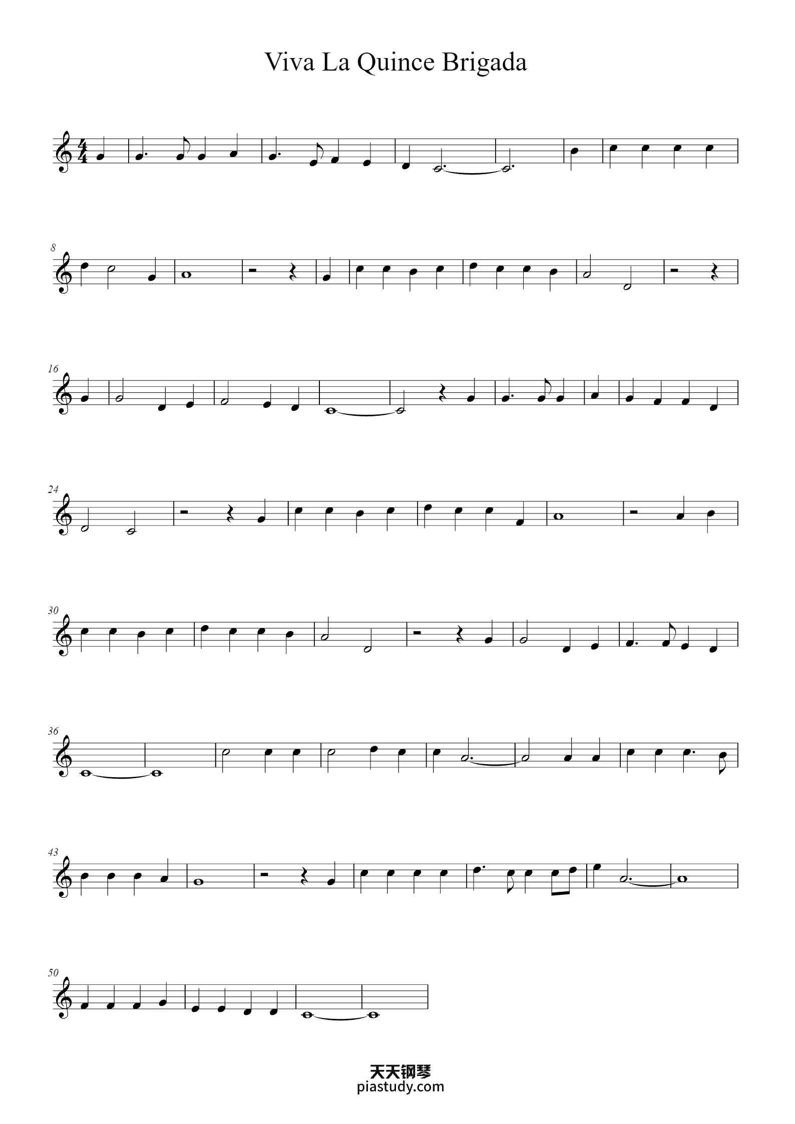 Viva La Quince Brigada钢琴谱 - SummerLife - free piano sheet music ...