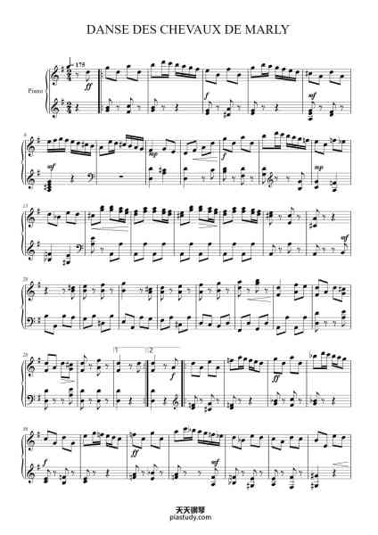 'DANSE DES CHEVAUX DE MARLY' - Piano Sheet Music By by Alaa Ouaghlani ...