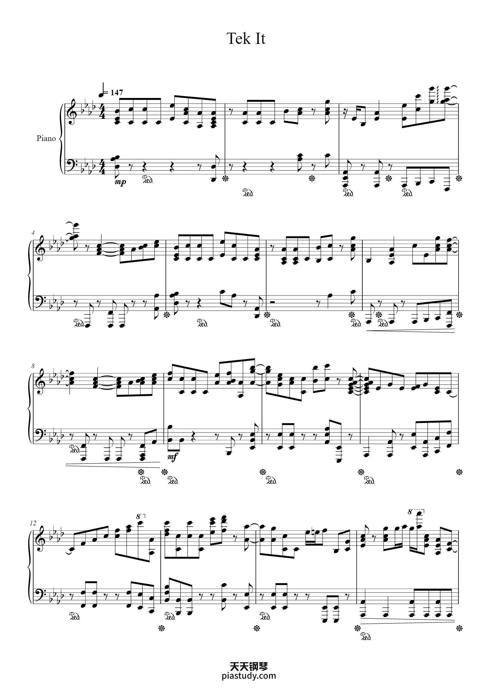 'Tek It' - Piano Sheet Music By Cafume / Alexzander | TOPiano