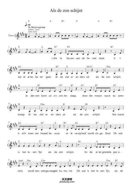 'Als de zon schijnt' - Piano Sheet Music By Riz Ortolani arr. Rinus | TOPiano