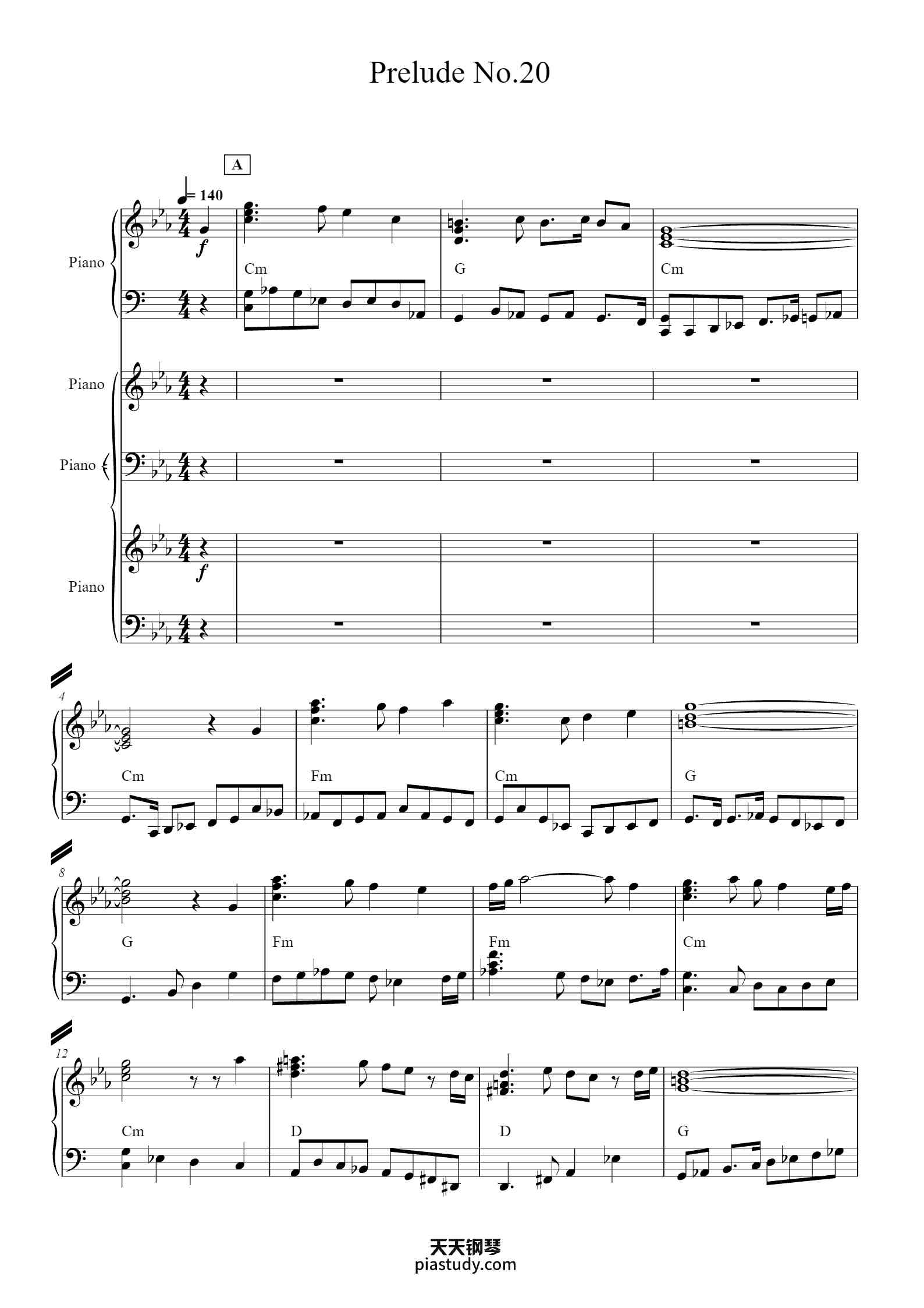 Prelude No. 20 in C Minor, Op. 28钢琴谱 - Gregory Thomas Dunn - free piano ...