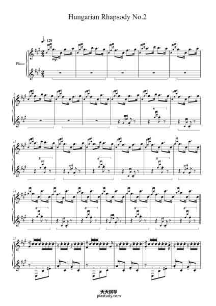 Hungarian Rhapsody No. 2 in C-sharp Minor, S.244/2钢琴谱 - Franz Liszt ...