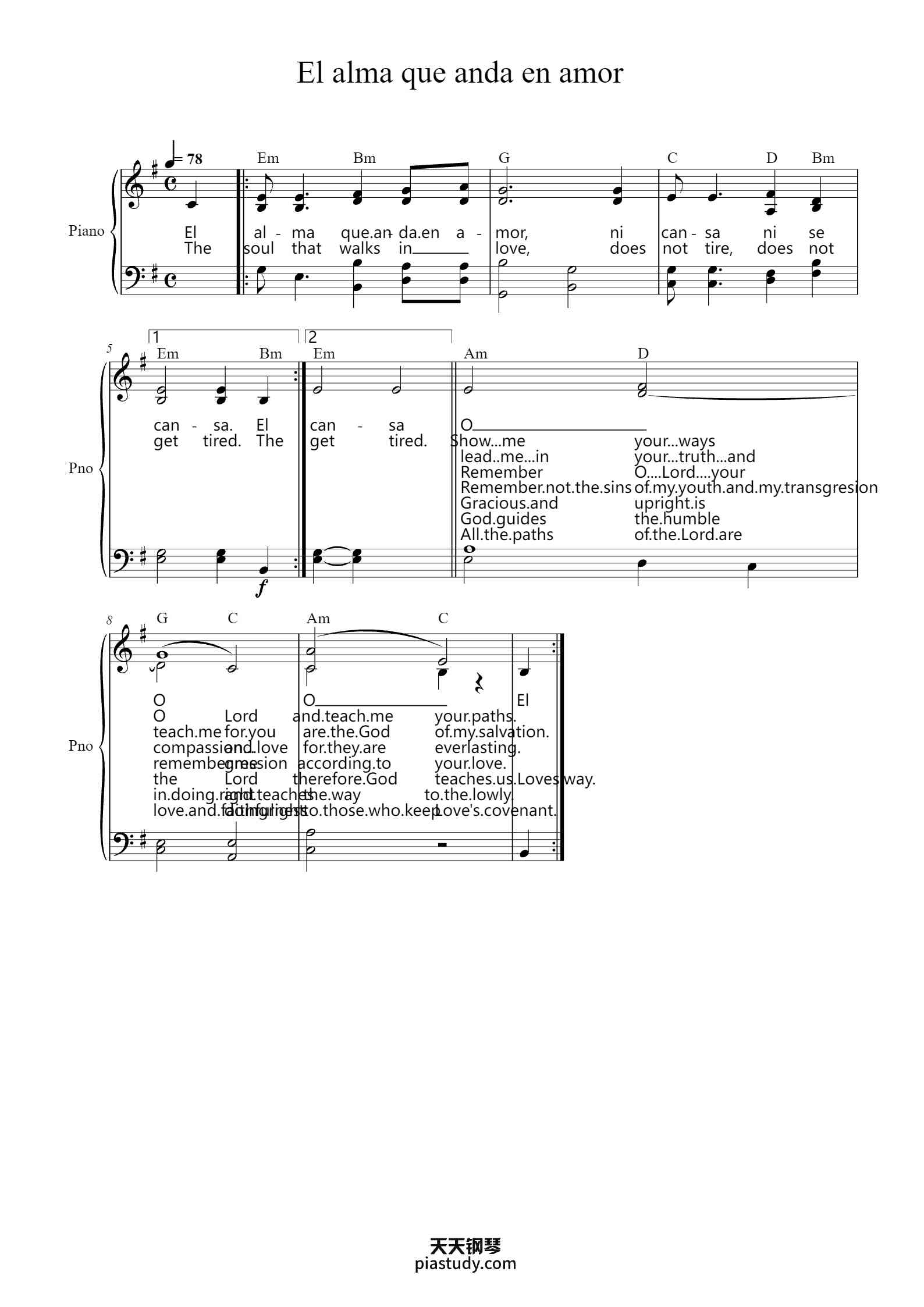 'El alma que anda en amor' - Piano Sheet Music By Taize | TOPiano
