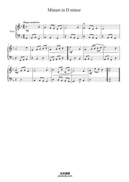 'Minuet in D Minor' - Piano Sheet Music By Dragan Pepić | TOPiano