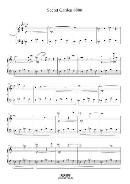 'Secret Garden 8888' - Piano Sheet Music By xxx | TOPiano