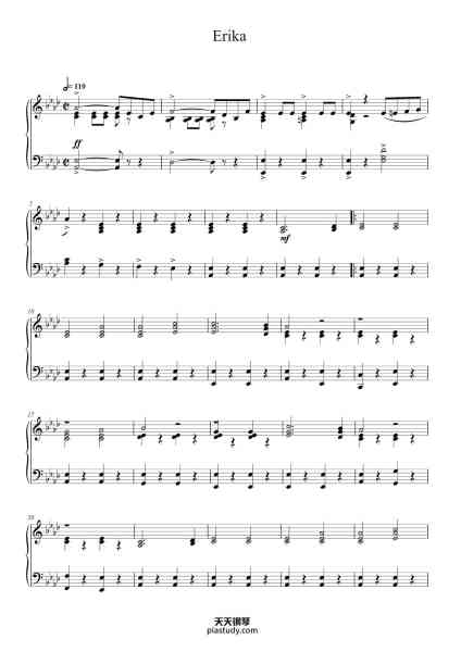 'Erika' - Piano Sheet Music By Herms Niel | TOPiano