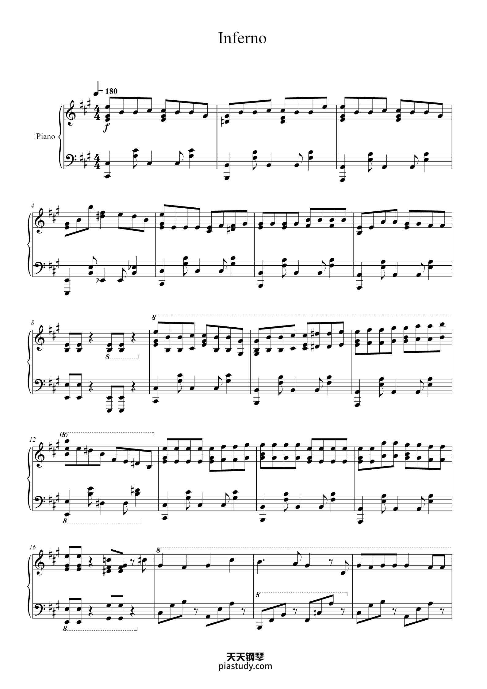 'Inferno' - Piano Sheet Music By Joeta | TOPiano