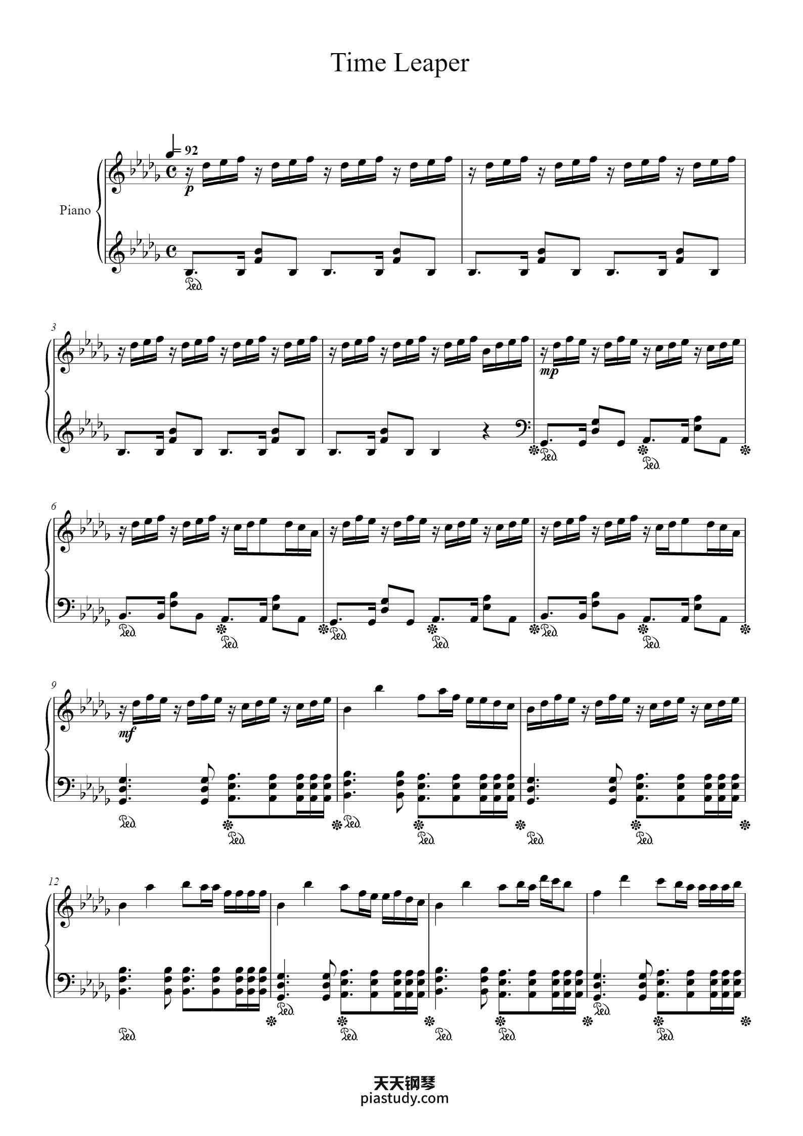 'Time Leaper' - Beginner Piano Sheet Music by Original by Hinkik | TOPiano