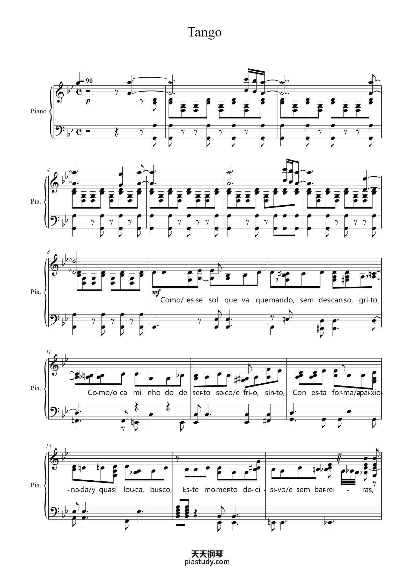 'Tango' - Piano Sheet Music By Ryuichi Sakamoto | TOPiano