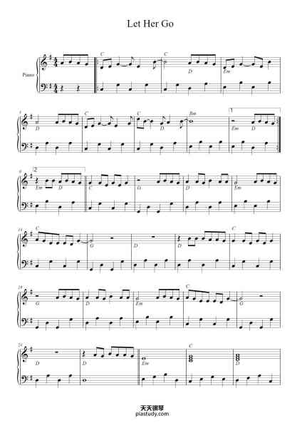 'Let Her Go' - Piano Sheet Music By Passenger | TOPiano