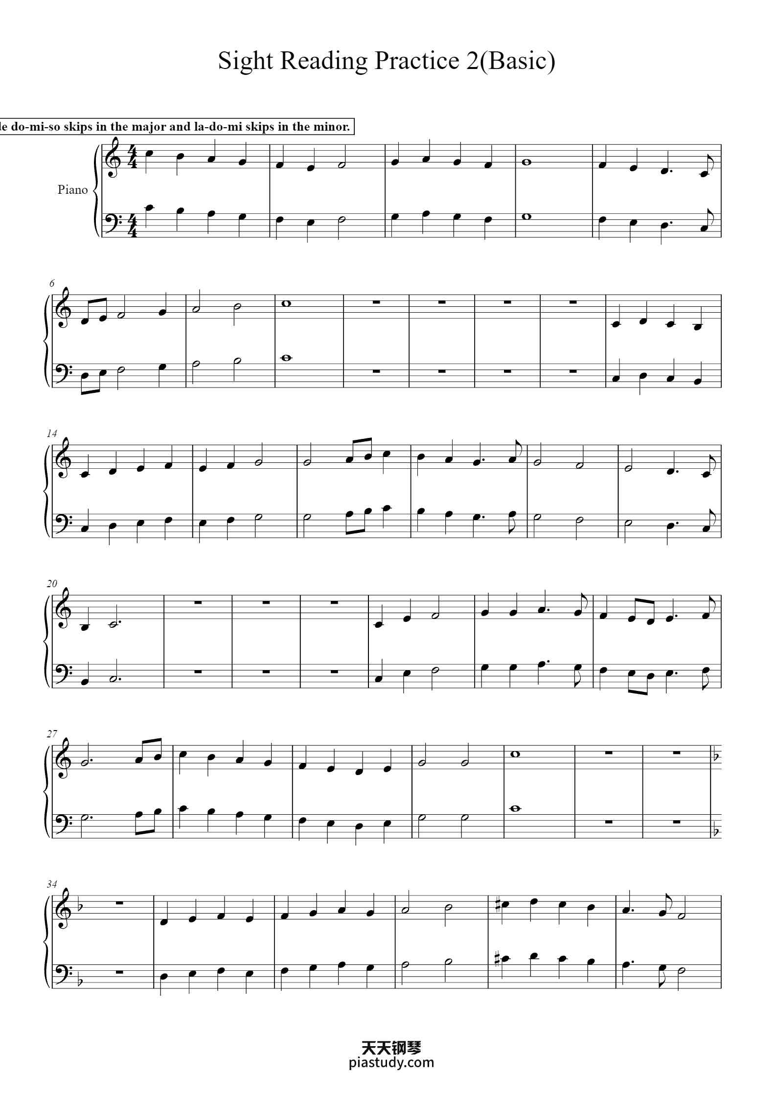 'Sight Reading Practice 2(Basic)' - Piano Sheet Music By Evan | TOPiano