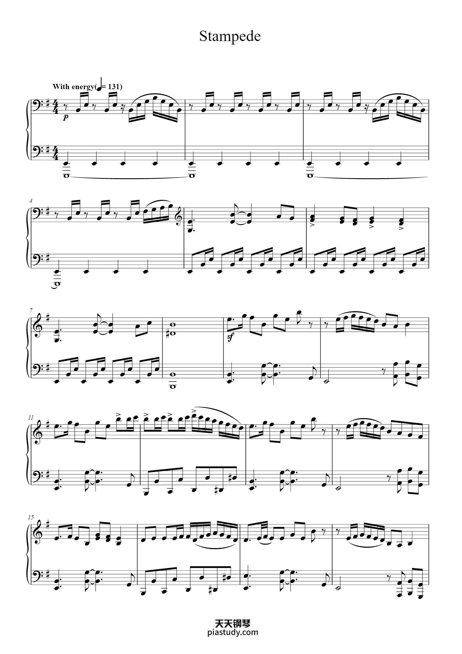 'Stampede' - Piano Sheet Music By Words and Music by MARK BALLAS ...