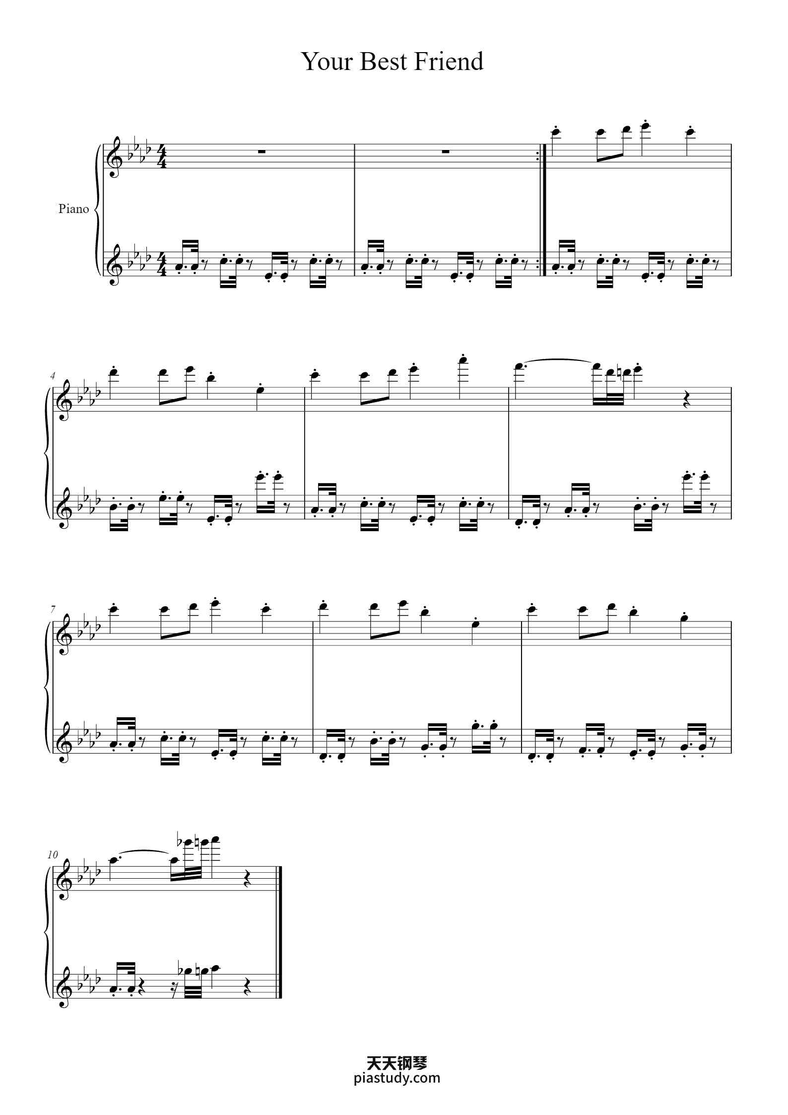 Your Best Friend钢琴谱 - Toby Fox - free piano sheet music - PiaNoproblem