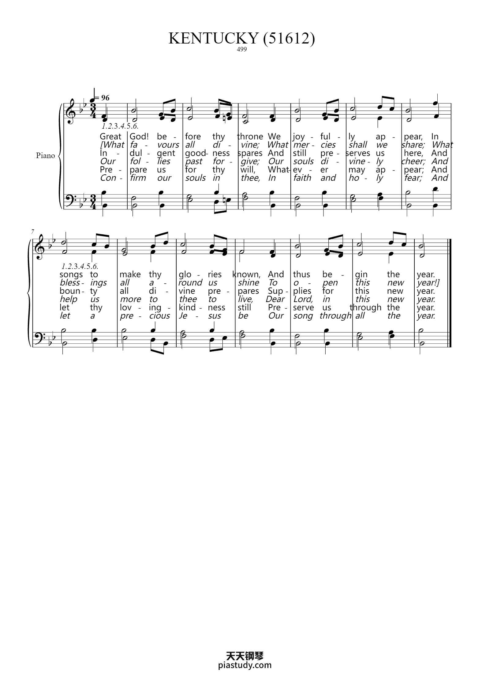 'New Year' - Piano Sheet Music By 6.6.8.6 (S.M.) KENTUCKY (51612 ...