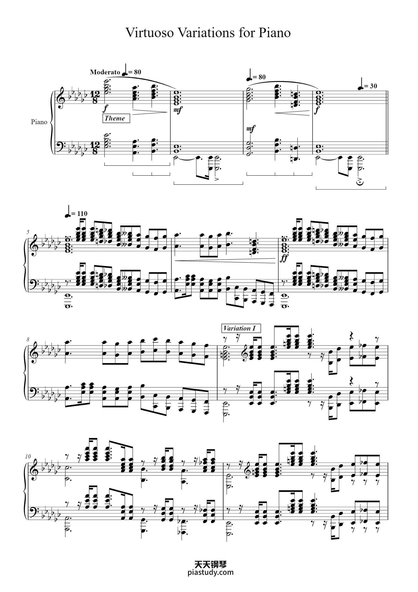 'Virtuoso Variations for Piano' - Piano Sheet Music By Nicholas Locke ...