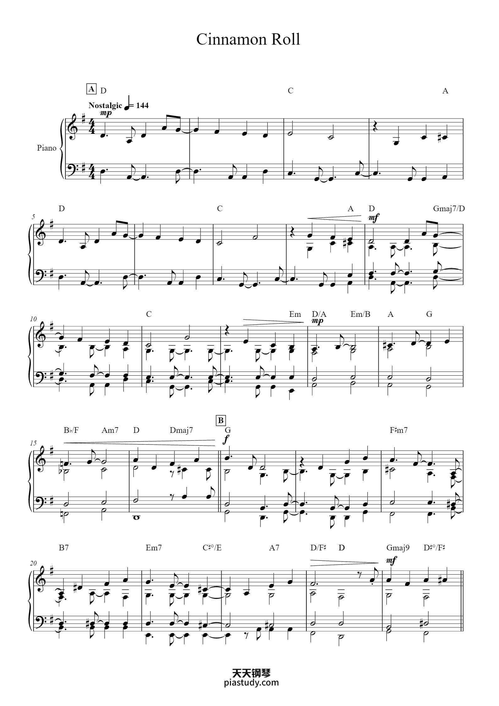 'Cinnamon Roll' - Piano Sheet Music By by Cammy | TOPiano
