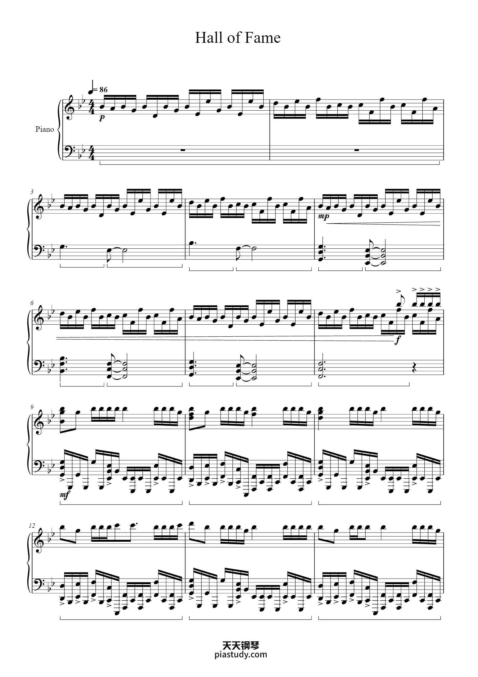 'Hall of Fame' - Piano Sheet Music By Auwolf | TOPiano