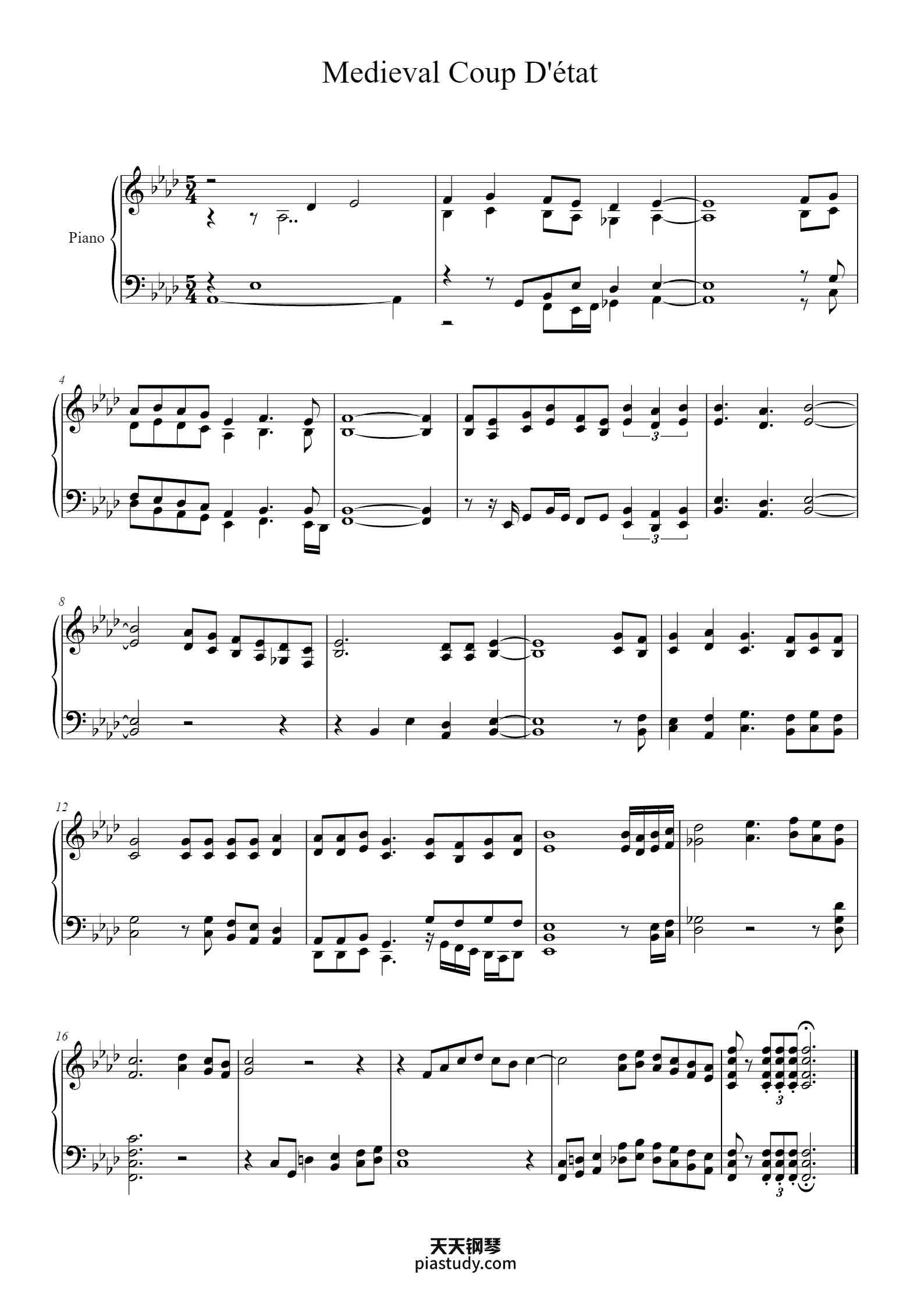 'Medieval Coup D'état' - Piano Sheet Music By Cameron Horn | TOPiano