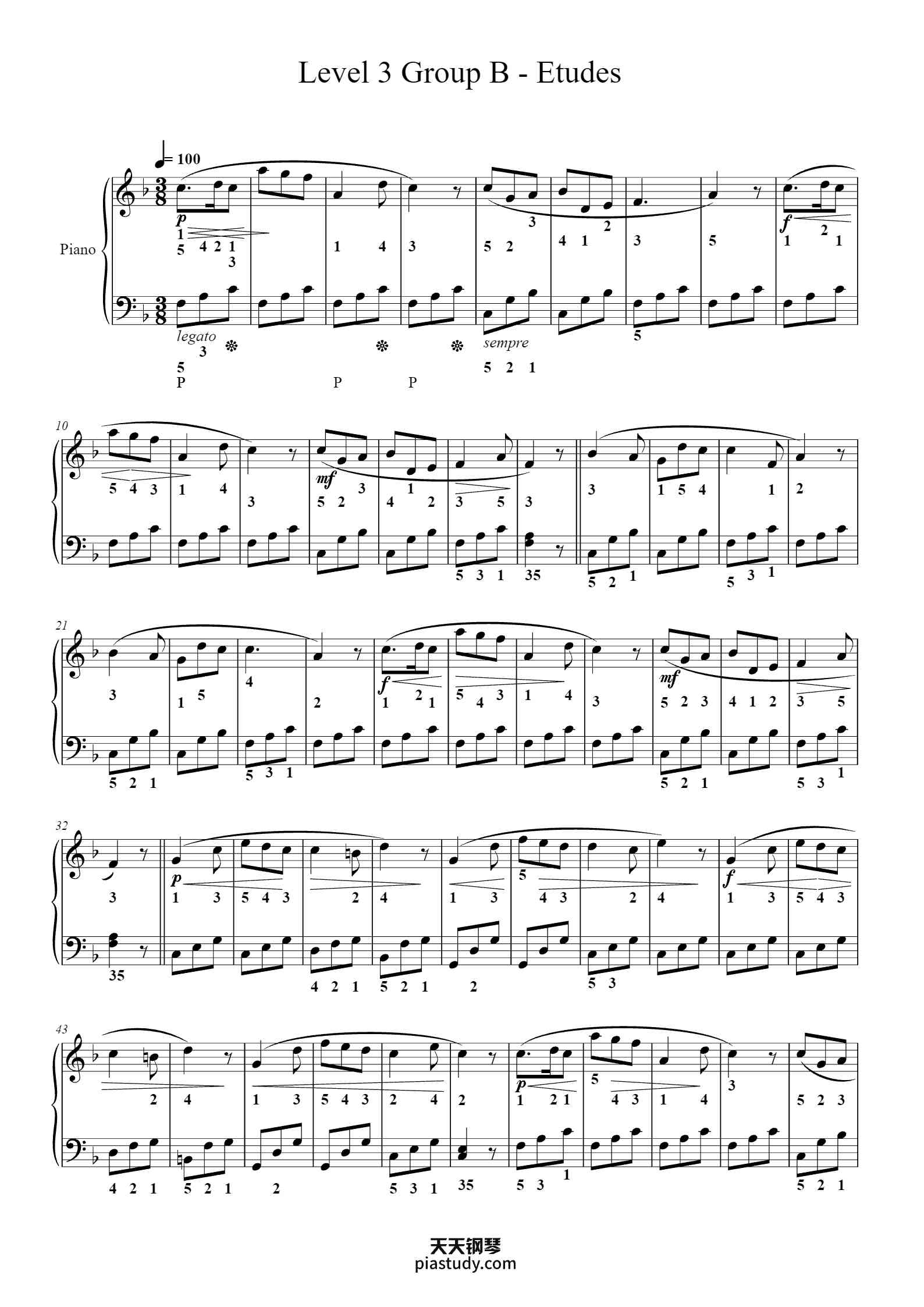 'Level 3 Group B - Etudes' - Piano Sheet Music By 中国音乐学院 | TOPiano