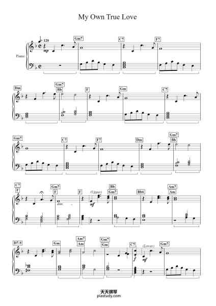 'My Own True Love' - Piano Sheet Music By Music by: Max Steiner Arrang. by: Caetanoven | TOPiano